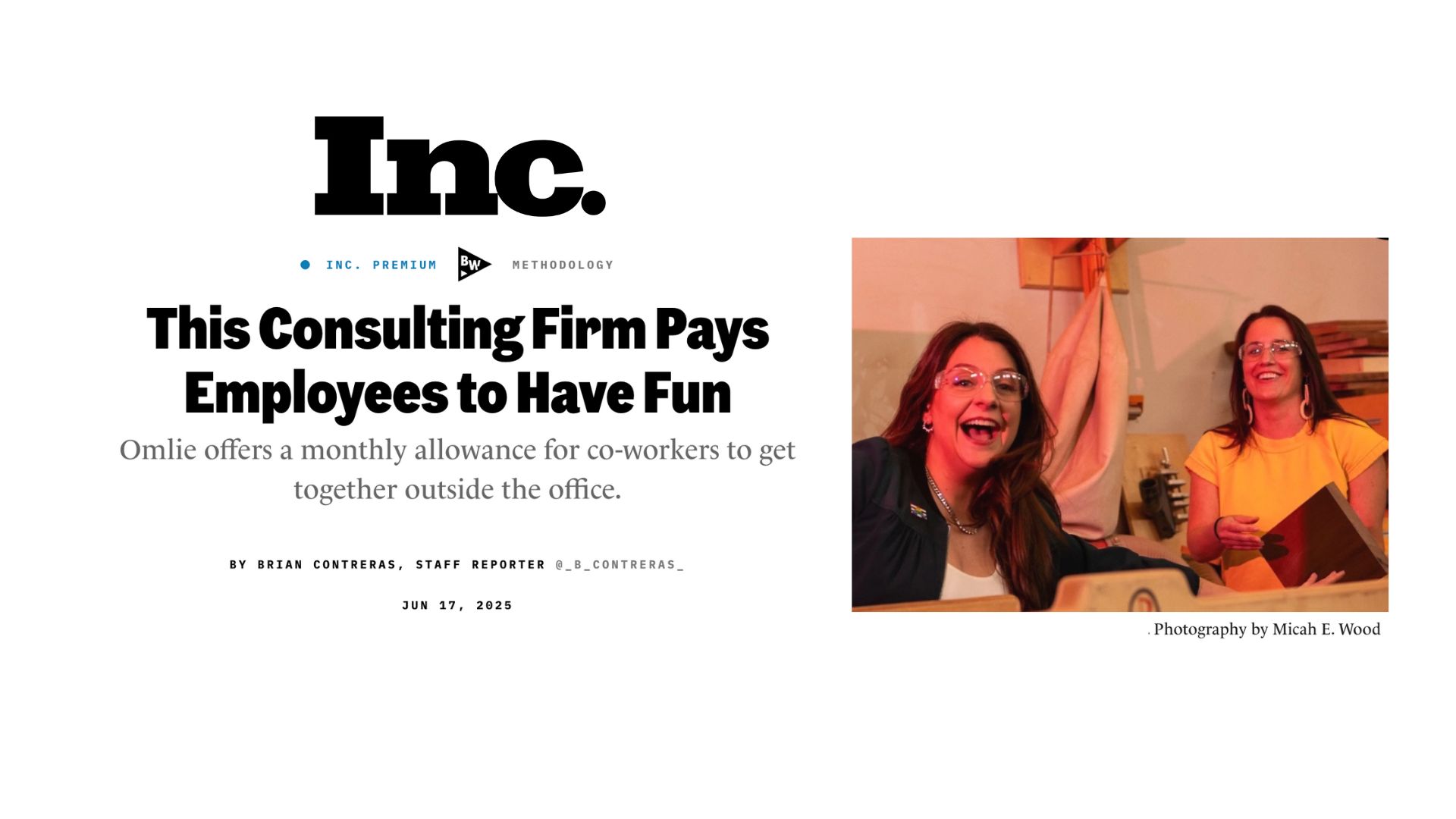 Inc. This Consulting Firm Pays Employees to Have Fun - Omlie Consulting